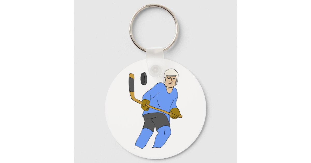 Hockey Stick And Puck Keychain | Zazzle