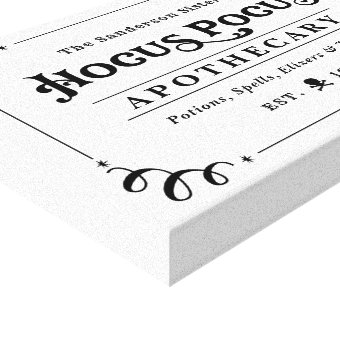 Hocus Pocus Apothecary Black and White Halloween Canvas Print | Zazzle
