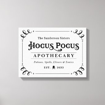 Hocus Pocus Apothecary Black and White Halloween Canvas Print | Zazzle
