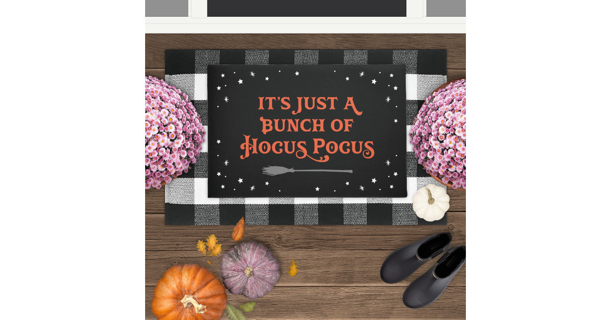 Hocus Pocus Black and Orange Halloween Quote Doormat | Zazzle