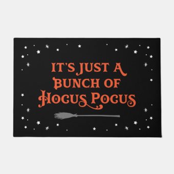 Hocus Pocus Black and Orange Halloween Quote Doormat | Zazzle