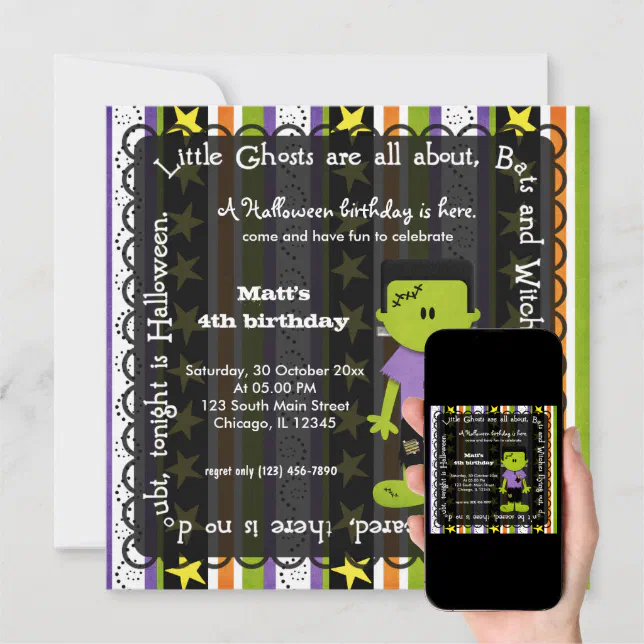 Hocus Pocus Frankenstein Birthday Invitation | Zazzle