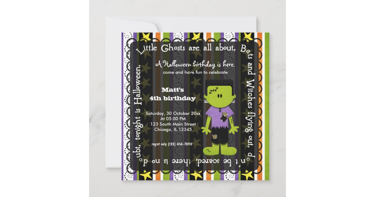 Hocus Pocus Frankenstein Birthday Invitation | Zazzle
