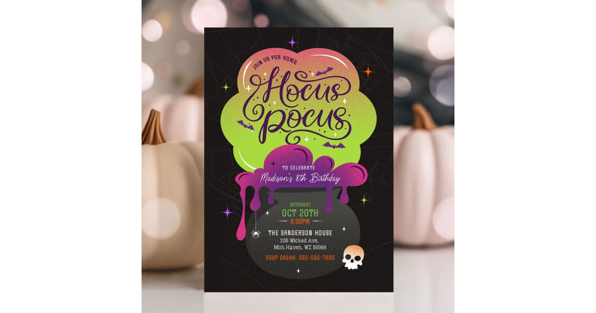 Hocus Pocus Halloween Birthday Party Invitation | Zazzle