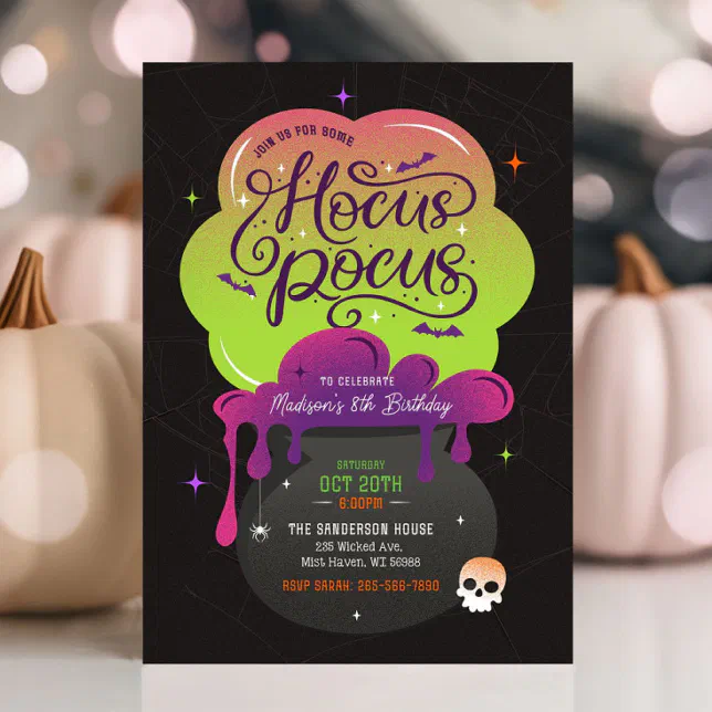 Hocus Pocus Halloween Birthday Party Invitation | Zazzle