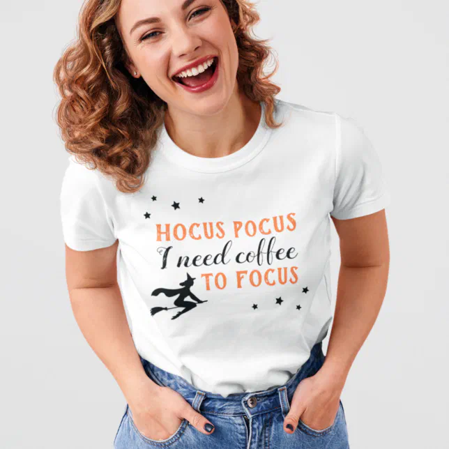 Hocus Pocus Modern Orange and Black Halloween T-Shirt | Zazzle