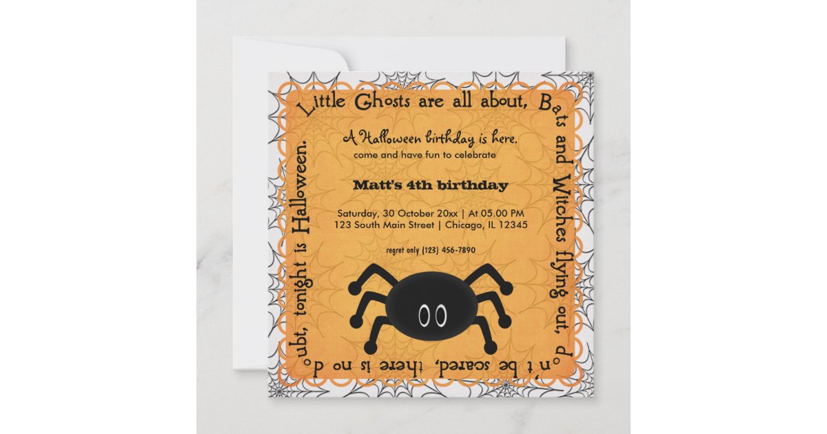 Hocus Pocus Spider Birthday Invitation | Zazzle