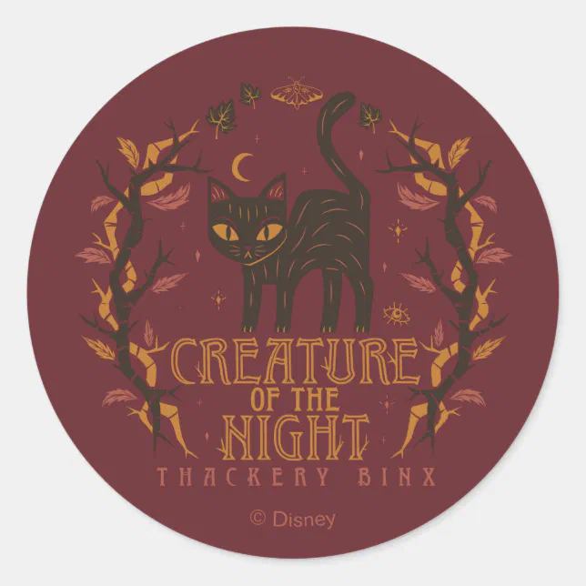 Hocus Pocus Thackery Binx Night Magic Classic Round Sticker | Zazzle