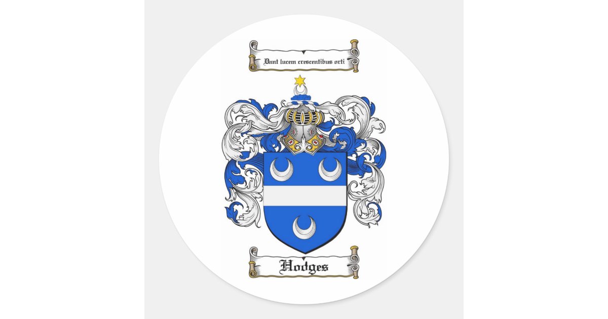 HODGES FAMILY CREST - HODGES COAT OF ARMS CLASSIC ROUND STICKER | Zazzle