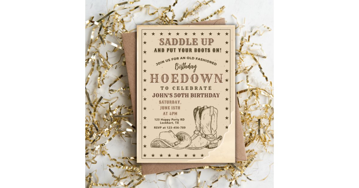 Hoedown Birthday Party, Cowboy Birthday Invitation | Zazzle