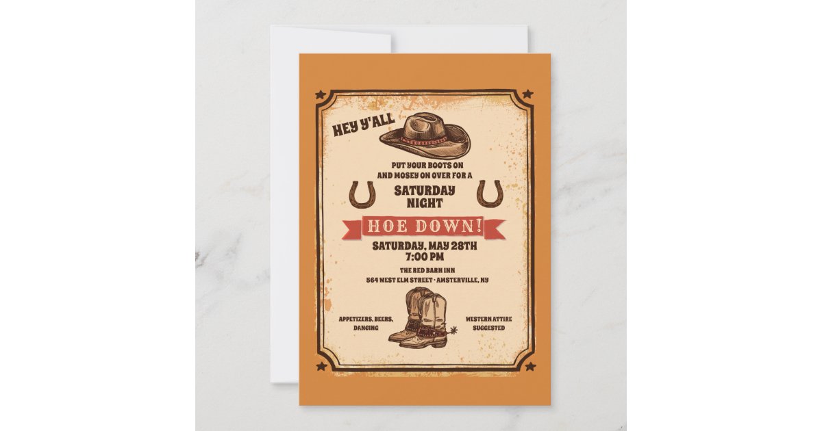 Hoedown Country Western Party Invitation | Zazzle