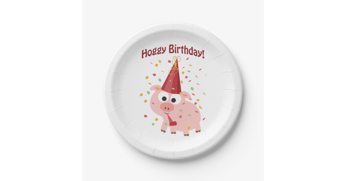Hoggy Birthday! Paper Plates | Zazzle