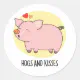 Hogs And Kisses Funny Hog Pig Pun Classic Round Sticker | Zazzle