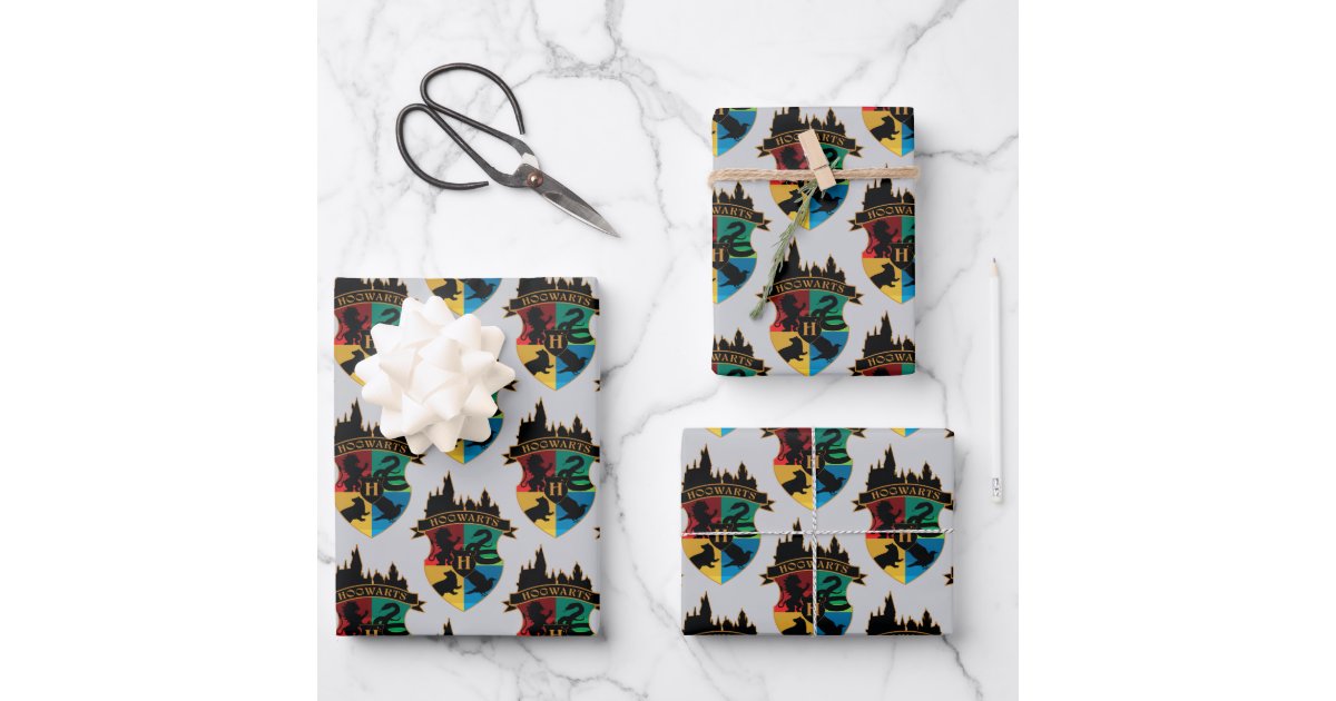 HOGWARTS™ Castle Crest House Pride Badge Wrapping Paper Sheets | Zazzle