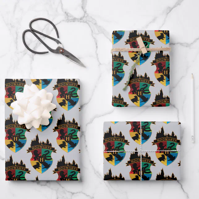 HOGWARTS™ Castle Crest House Pride Badge Wrapping Paper Sheets | Zazzle
