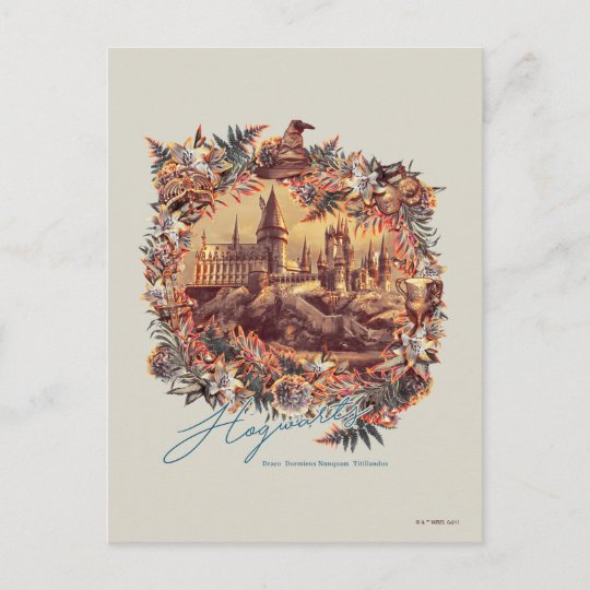 HOGWARTS™ CASTLE Floral Graphic Postcard | Zazzle.com