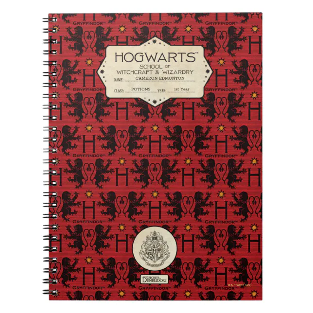 HOGWARTS™ School GRYFFINDOR™ Class Notebook | Zazzle