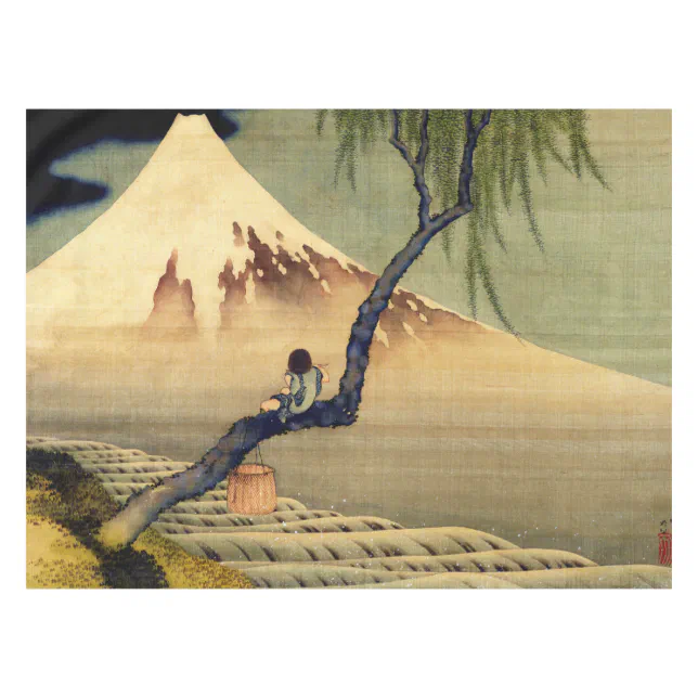 Hokusai Boy Viewing Mount Fuji Japanese Vintage Tablecloth | Zazzle
