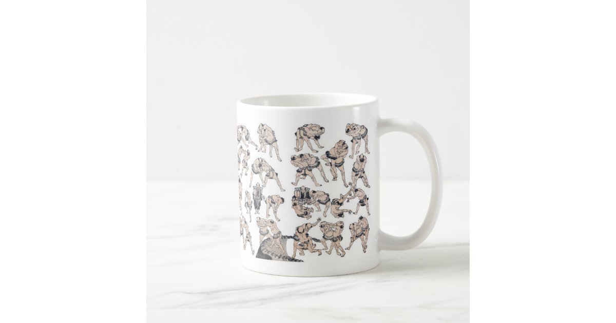 Hokusai , Image of Sumo wrestlers Coffee Mug | Zazzle