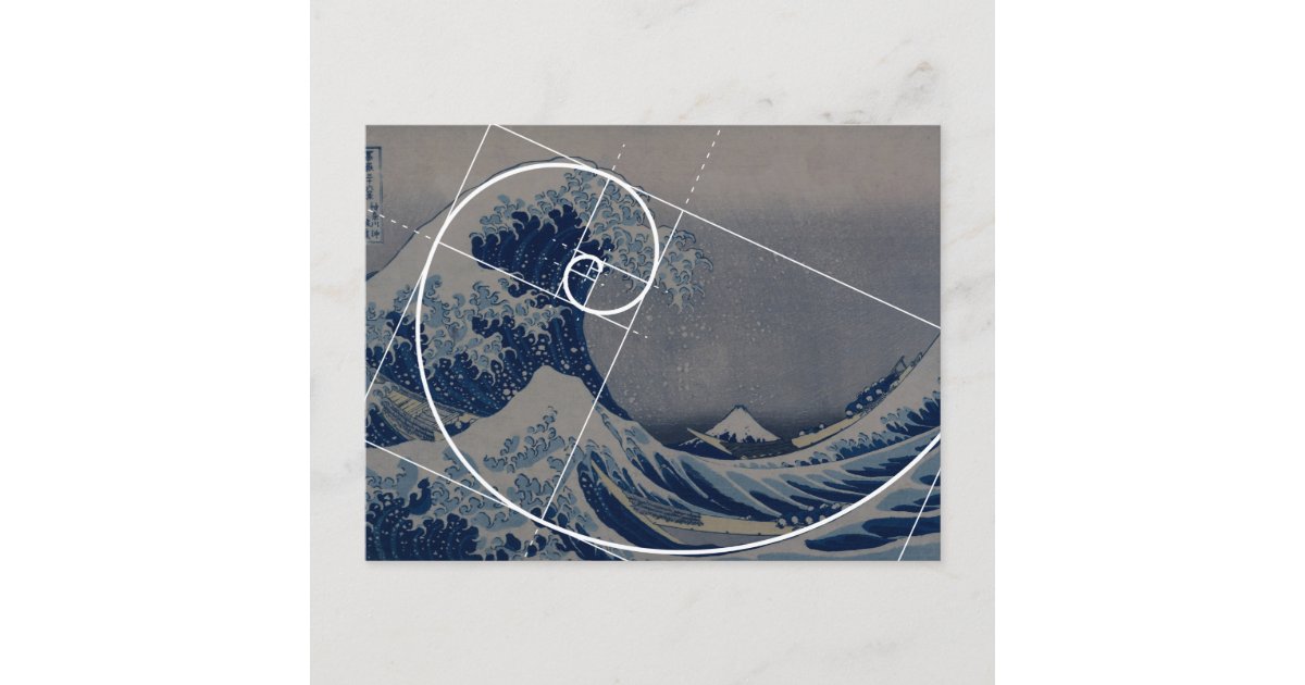 Hokusai Meets Fibonacci, Golden Ratio Postcard | Zazzle