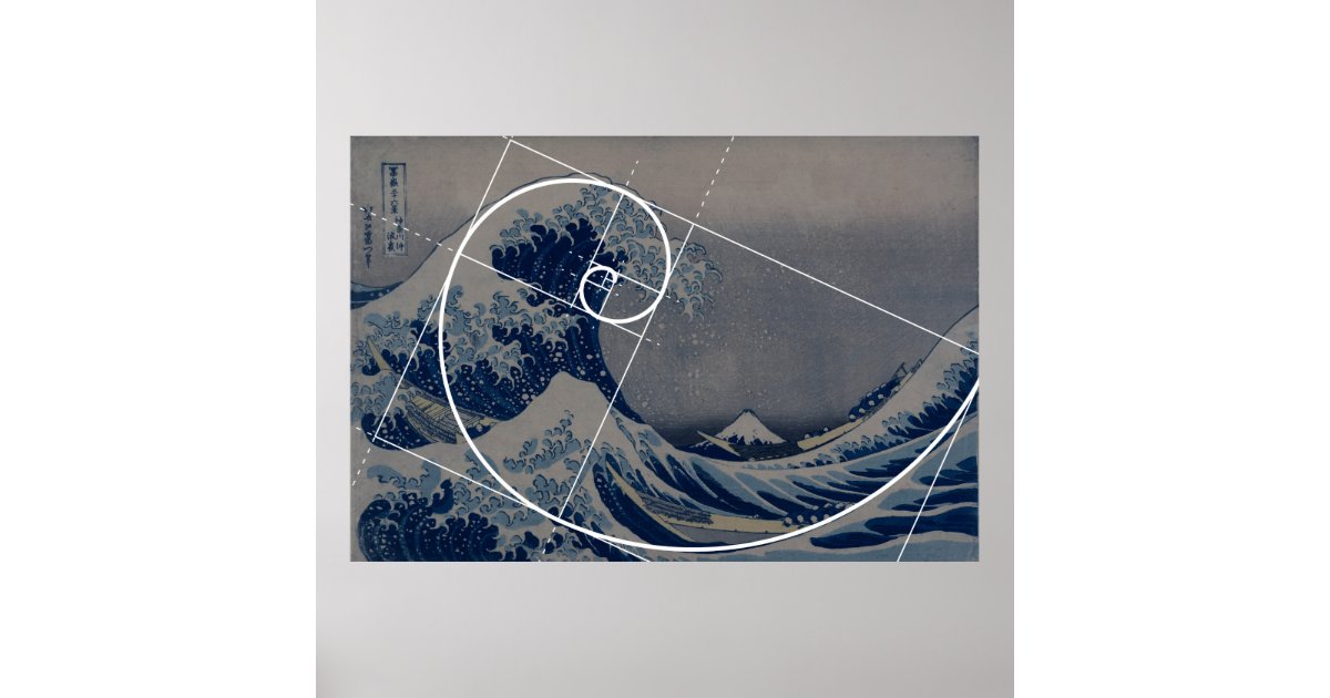 Hokusai Meets Fibonacci, Golden Ratio Poster | Zazzle