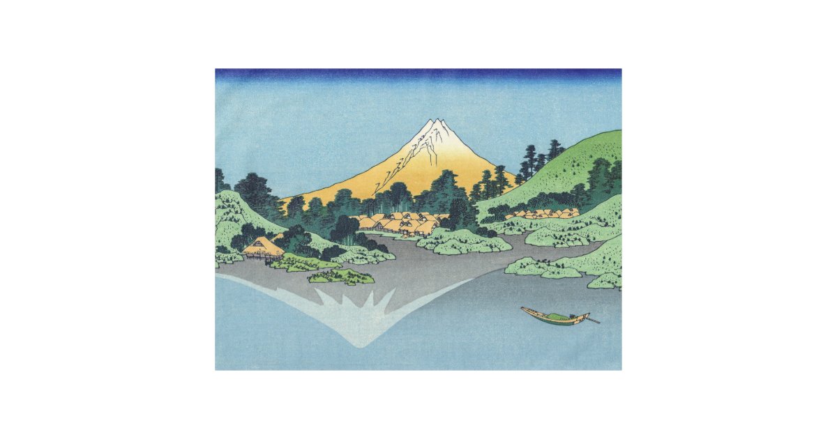 Hokusai - Mount Fuji Reflects in Lake Kawaguchi Tablecloth | Zazzle