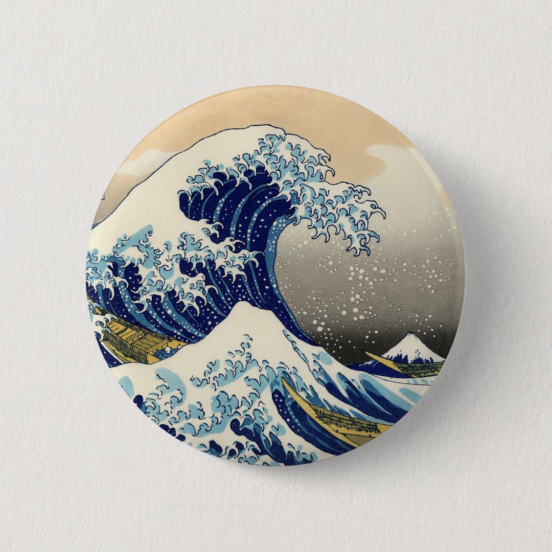 Hokusai The Great Wave Button | Zazzle