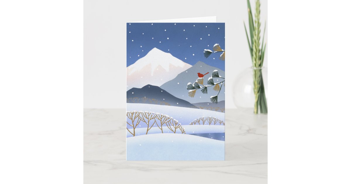 Hokusai - Winter Trees Card | Zazzle