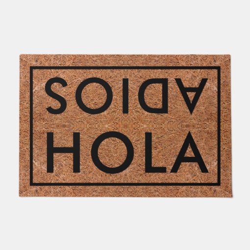 Hola Adios Spanish Welcome Coir Doormat | Zazzle