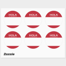 Hola Mi Nombre Es RED spanish hello tag | Zazzle