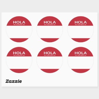 Hola Mi Nombre Es RED spanish hello tag | Zazzle