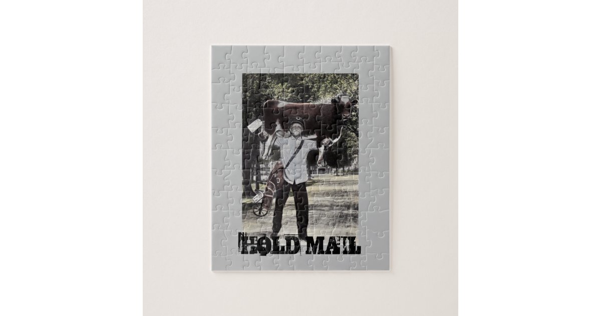 Hold Mail fun work gift antique retirement mailman Jigsaw Puzzle | Zazzle