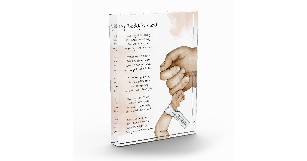Hold My Hand Daddy Keepsake Poem Dad T Photo Block Zazzle