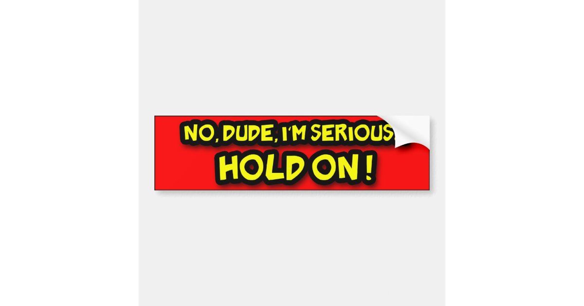 Hold On Dude!! Bumper Sticker | Zazzle