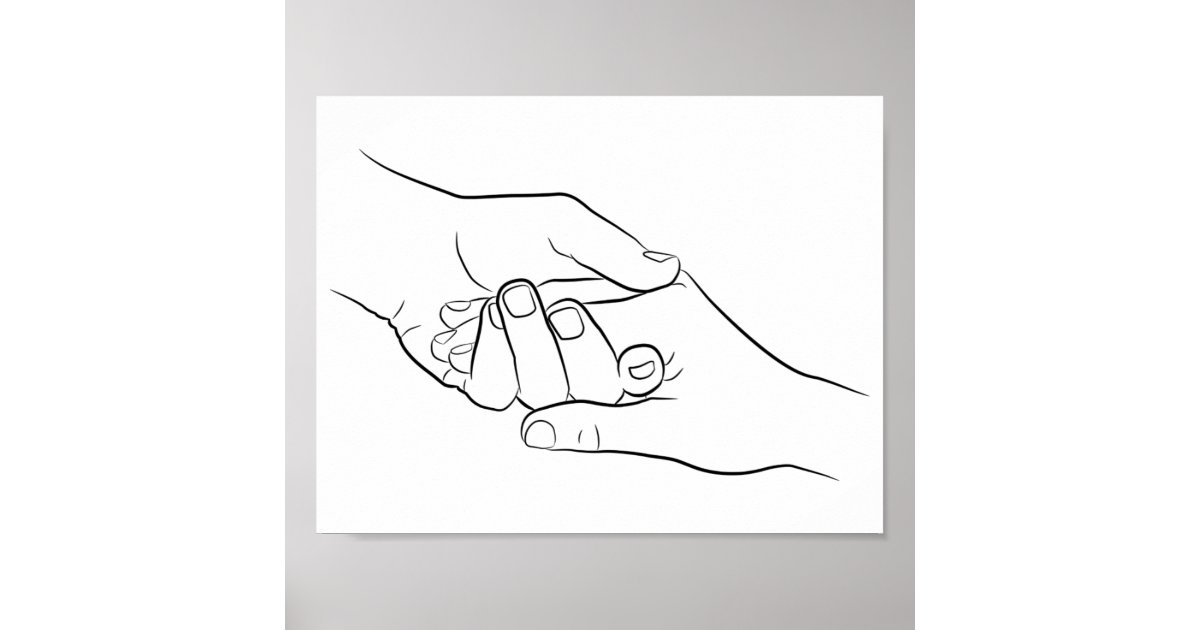 Holding Hands Minimal Line Art Cute Simple Modern Poster | Zazzle