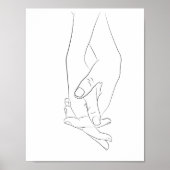 Holding Hands Minimal Line Art Cute Simple Trendy Poster | Zazzle