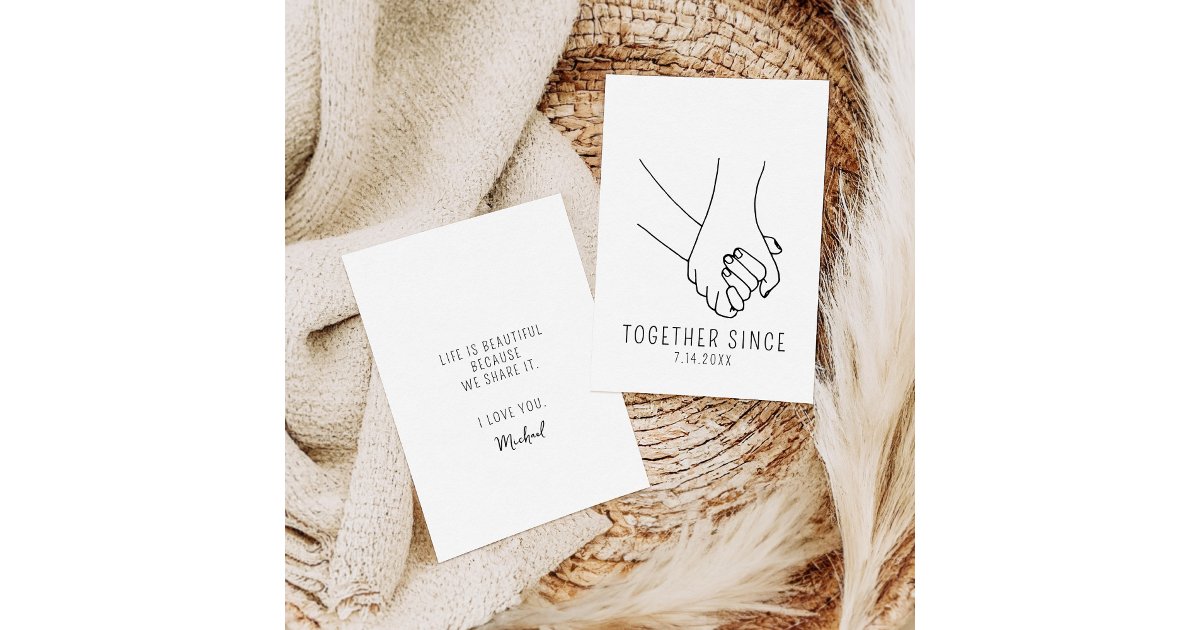 Holding Hands Together Since Anniversary Card | Zazzle