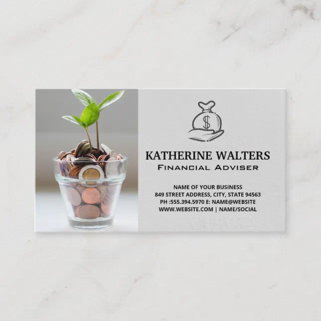 Holding Money Bag | Change Plant Business Card | Zazzle