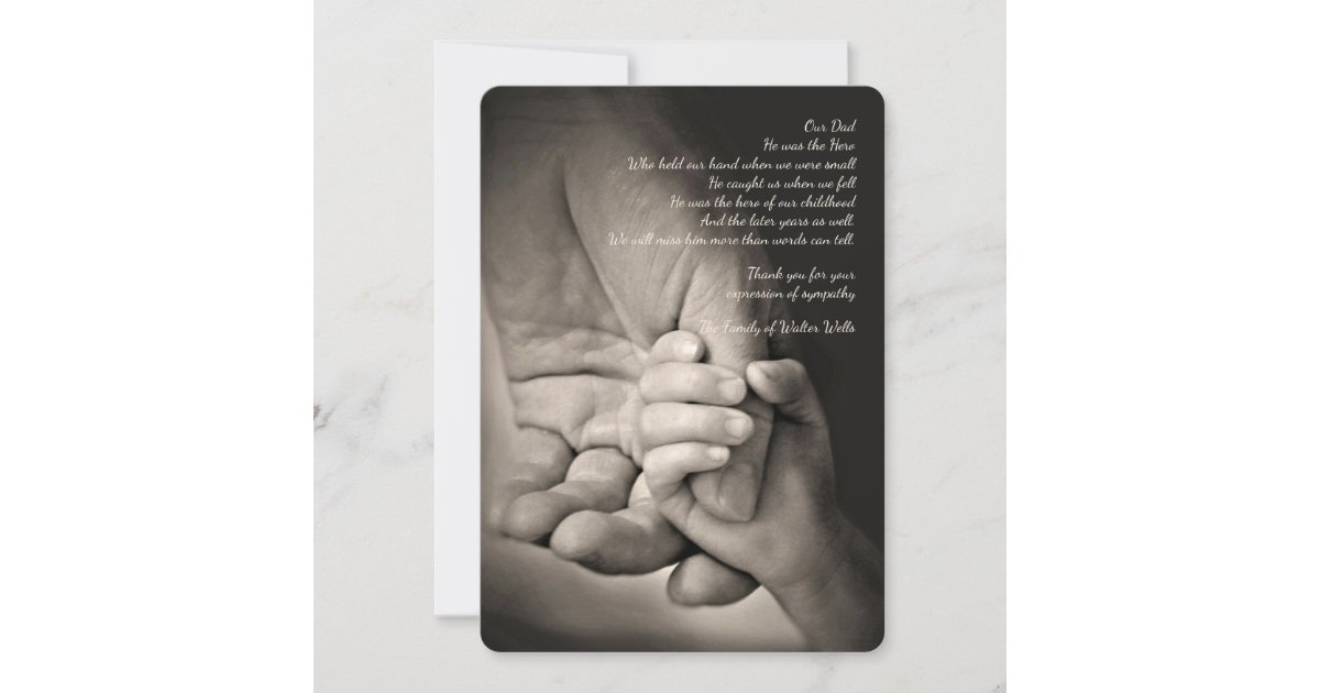 Holding My Hand Sympathy Thank You Card | Zazzle