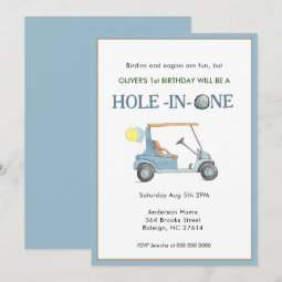 Hole in One Boy 1st Birthday Party Invitation | Zazzle