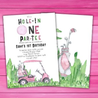 Hole In One First Golf Birthday Partee Invitation | Zazzle
