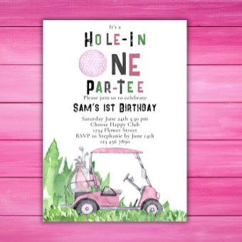 Hole In One First Golf Birthday Partee Invitation | Zazzle