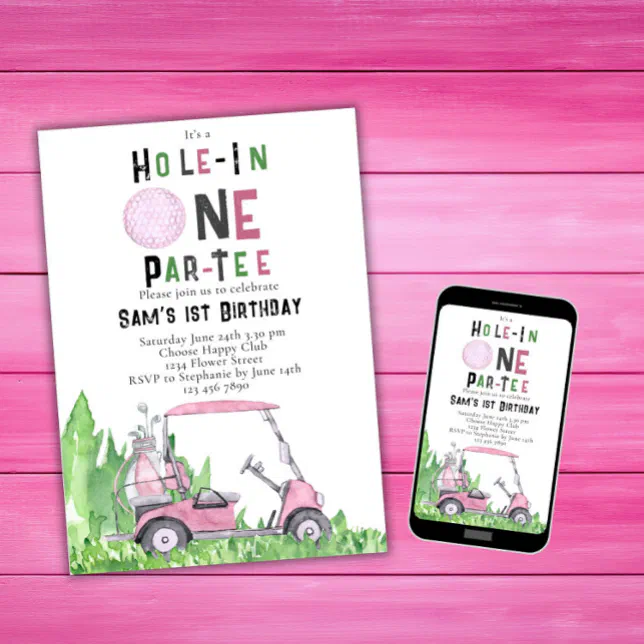 Hole In One First Golf Birthday Partee Invitation | Zazzle