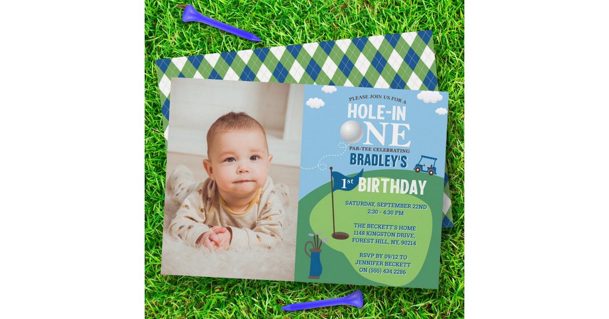 Hole In One Golf 1st Birthday Photo Invitation | Zazzle