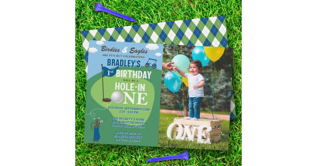 Hole In One Golf 1st Birthday Photo Invitation | Zazzle
