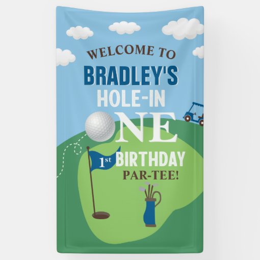 Hole In One Golf 1st Birthday Welcome Banner | Zazzle
