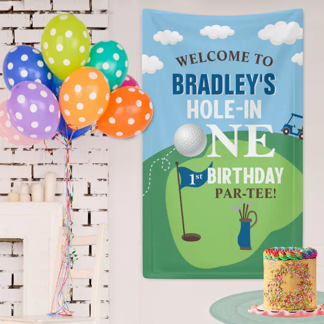 Hole In One Golf 1st Birthday Welcome Banner | Zazzle