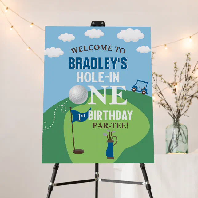 Hole In One Golf 1st Birthday Welcome Sign | Zazzle