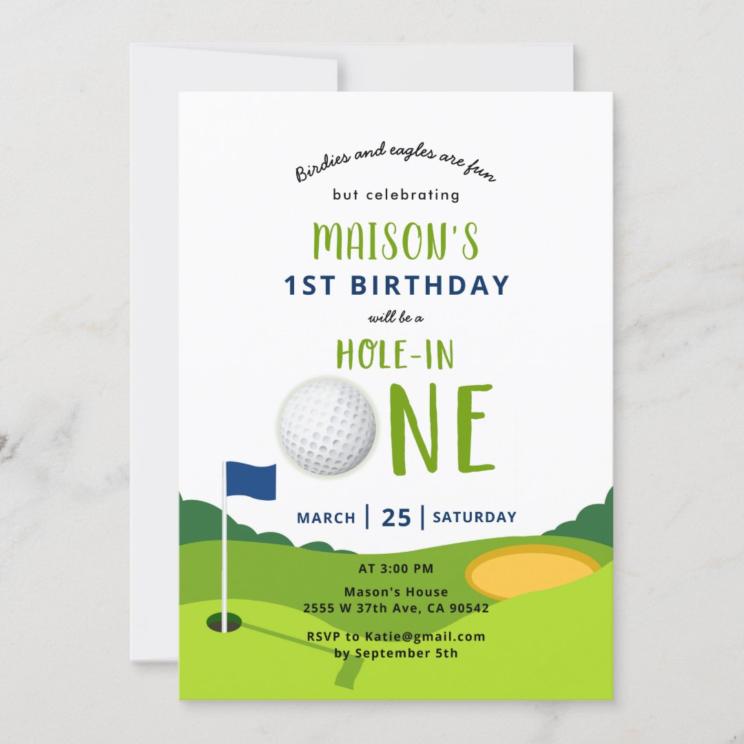 Hole In One Golf Birthday Par-tee Invitation | Zazzle