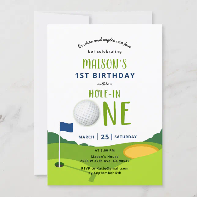 Hole In One Golf Birthday Par-tee Invitation | Zazzle
